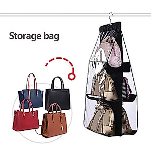 DIOMMELL Hanging Handbag Organizer Storage Holder Purse Clutch Hanger Bags for Closet Wardrobe with 6 Larger Pockets, Black