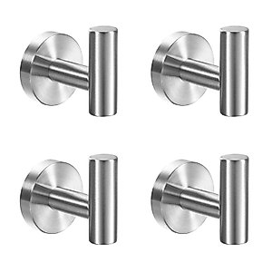 Modket 4 Pack Brushed Nickel Bathroom Rob Hook Towel Hooks Holder Wall Mount Heavy Duty Wall Mount Hooks 304 Stainless Steel Bathroom Bedroom Kitchen