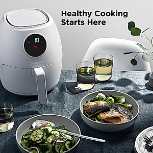 CHEFMAN Small Air Fryer Healthy Cooking, 3.7 Qt, Nonstick, User Friendly and Digital Touch Screen, w/ 60 Minute Timer & Auto Shutoff, Dishwasher Safe Basket, BPA-Free, Glossy White