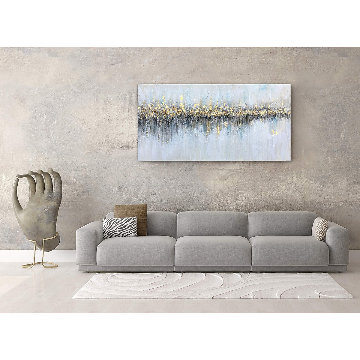 "Glowing from Afar" Oil Painting Prints on Wrapped Canvas, Wall Art Decoration for Office Living Room Bedroom, 47x23.5 inch