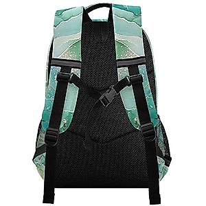 Sletend Durable Kids Backpack Boys Girls Elementary School Bags Green Marble Print School Book Bags for Teens Kindergarten Sturdy Lightweight Travel Gifts, Personalized Prints Student School Bag