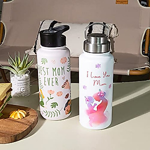 Gifts For Mom From Daughter, 32 Oz Insulated Water Bottle With Two Lids, Mom Birthday Gifts From Daughter, Birthday Gifts For Mom, Mom Gifts From Daughters, Mother Daughter Gift, Best Mom Ever Gifts