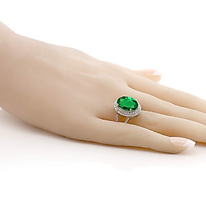 Gem Stone King 925 Sterling Silver 14X10MM Oval Gemstone Birthstone Ring For Women | Wedding Engagement Anniversary Promise Ring For Women | Available In Size 5, 6, 7, 8, 9