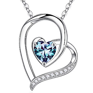 Iefil Birthstone Necklaces for Women - Anniversary Birthday Gifts for Women, Mothers Day Gift Ideas, Alexandrite Necklace, June Heart Birthstone Necklace, Jewelry Gifts for Her Mom Daughter Sister