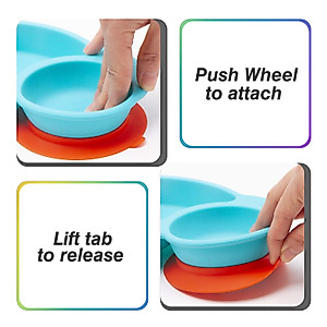 Qshare Toddler Plates, Portable Baby Plates for Toddlers, BPA-Free Strong Suction Plates for Toddlers, Dishwasher and Microwave Safe Silicone Placemat 10x7x1''