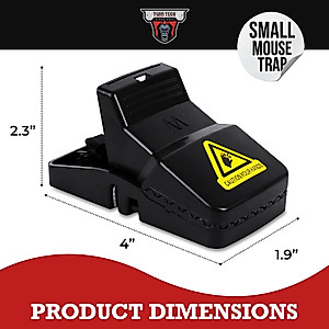 TwinTech Jaws Mouse Traps - Reusable, Sanitary, Easy-to-Use Trap for Mice and Small Rodents in Home, Kitchen, Garage, and Office Use - 4"x1.9"x2.3" - 6 Pack