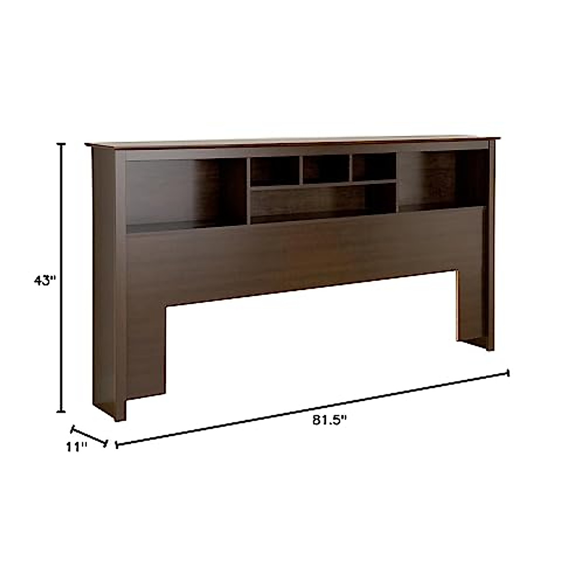 Prepac Select King 4 Post Platform Bed with 4 Drawers, 83" L x 79" W x 16" H, Espresso & King Bookcase Headboard, Espresso