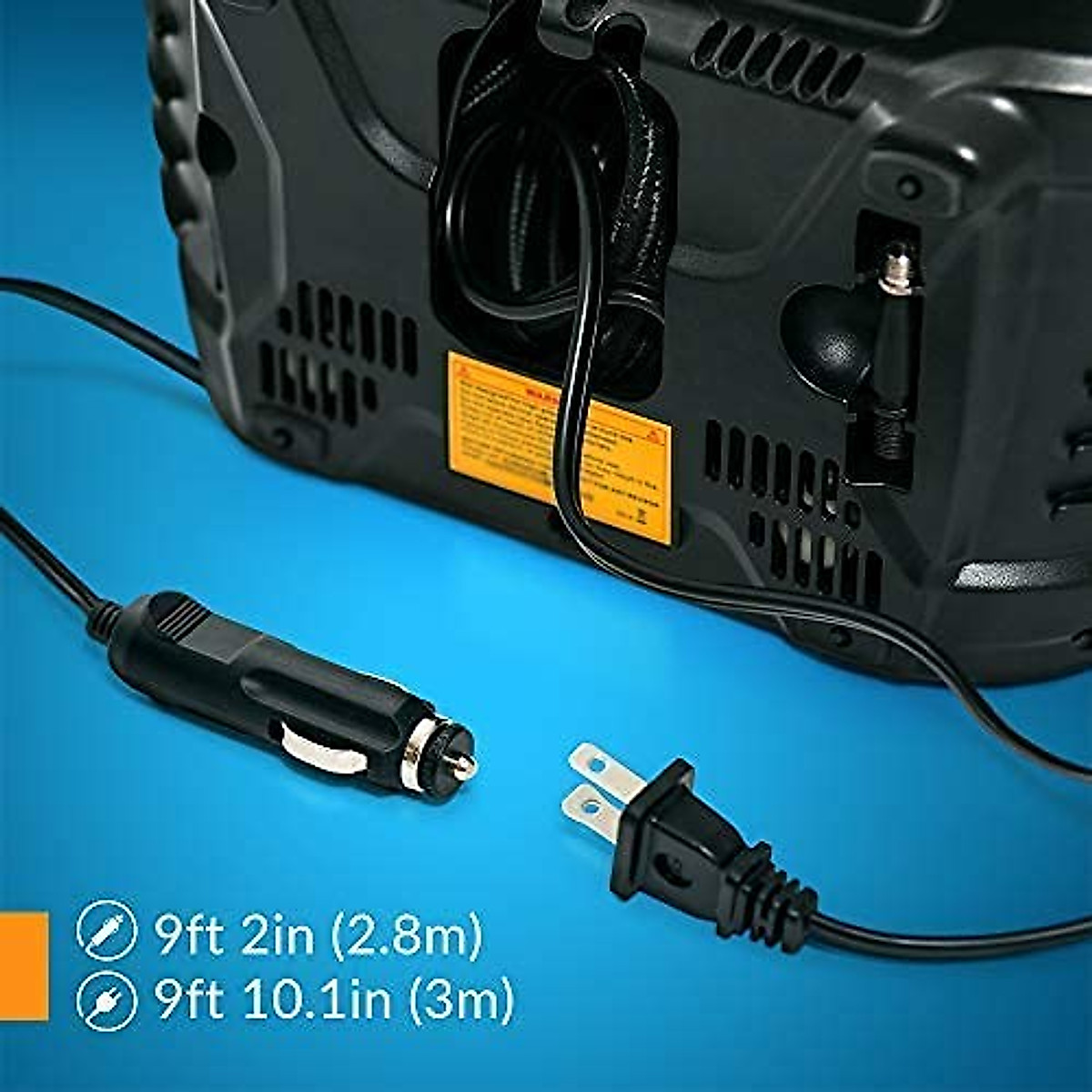Kensun AC/DC Power Supply Portable Air Compressor Pump with Analog Display to 100 PSI for Home (110V) and Car (12V), Tire Inflator with Adaptors for Cars, Trucks, Bicycles, Balls