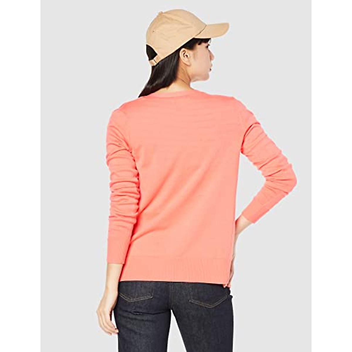 Amazon Essentials Women's Lightweight Vee Cardigan Sweater (Available in Plus Size), Coral Pink, Medium