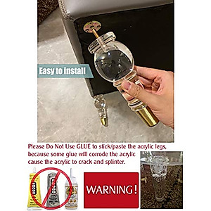 JEREVER Acrylic Furniture Legs Replacement Sofa Feet Cabinet Modern Clear Decor DIY Legs Classical Style Set of 4 (7.1inch)