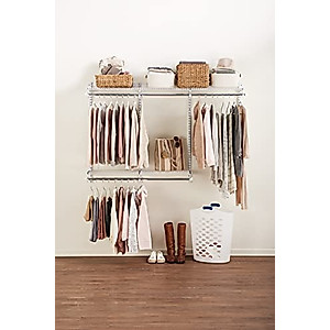 Rubbermaid Configurations Classic Closet Kit, White, 3-6 Ft., Wire Shelving Kit with Expandable Shelving and Telescoping Rods, Custom Closet Organization System, Easy Installation