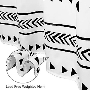Uphome 72x72 Boho Shower Curtain Black and White Fabric Bathroom Curtains Set with Hooks, Chic Triangle and Geometric Tassel Bath Curtain, Heavy Duty and Waterproof for Modern Hotel Decor