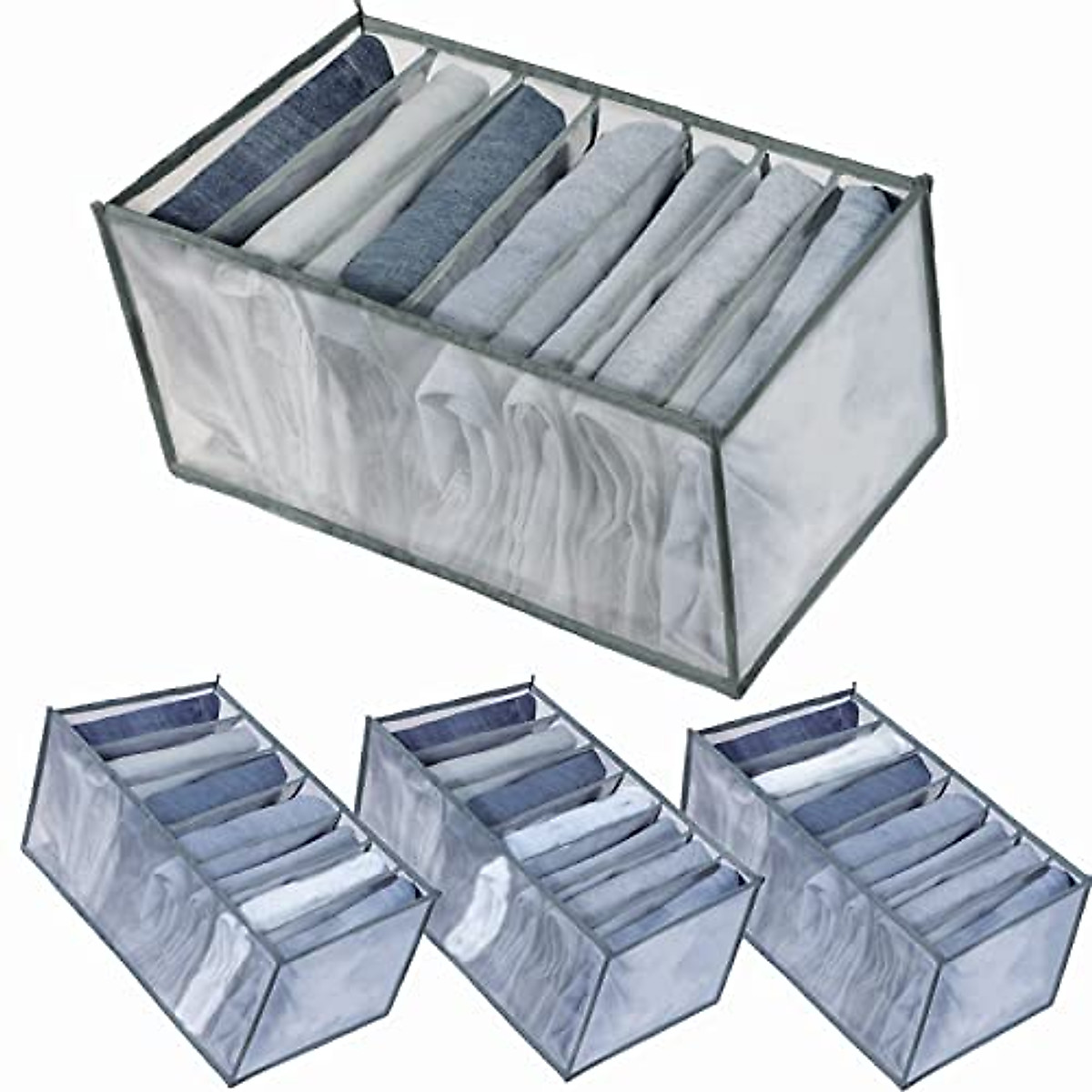 KIKILIE 4 PC Wardrobe Clothes Organizer,Drawer Organizers for Clothing,Closet Organizers,Foldable Drawer Dividers for pcs Clothes/Thin Jeans Grids