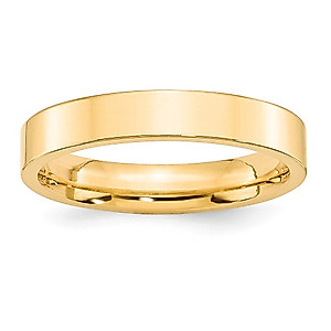 Solid 14k Yellow Gold 4mm Standard Flat Comfort Fit Wedding Band Size 5