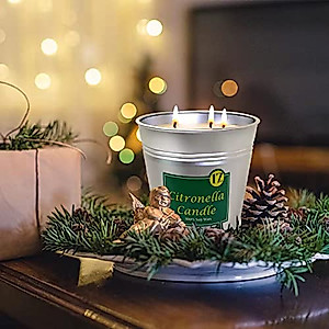 2 Packs Large Citronella Candles Outdoor Indoor, 17oz 3-Wick Aromatherapy Candles for Yard Patio, Soy Wax Bucket Candles for Summer Gift