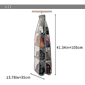 LJHNICEGOING Handbag Hanging Organizer, 8 Pocket Hanging Purse Organizer Handbag Storage Hanger Oxford Cloth Closet Organizer for Family Closet Bedroom, Foldable and Universal Fit (Black)