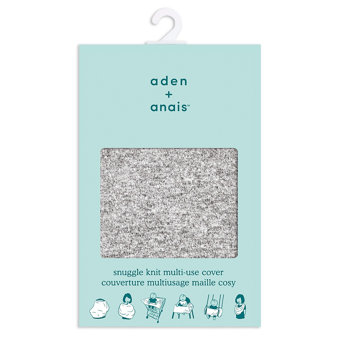 aden + anais Snuggle Knit 6-in-1 Stretchy Multi-Use Cover for Car Seat, Nursing, Cart, Baby Swing, High Chair, Infinity Scarf, Heather Grey
