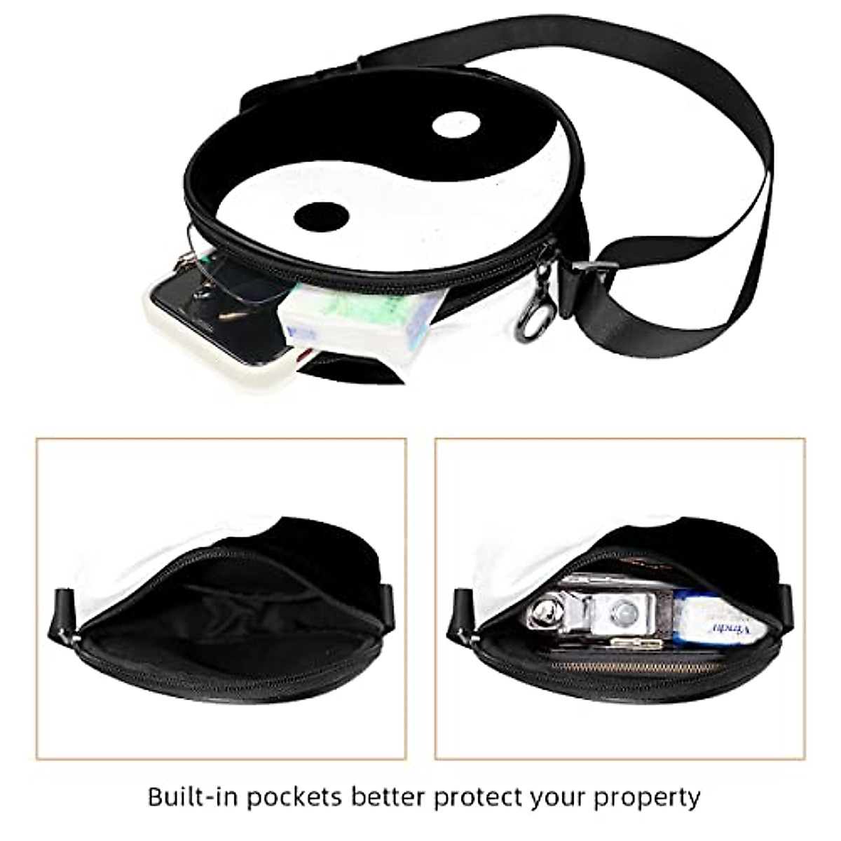 DEYYA Round Crossbody Yin Yang Trans Print Shoulder Bag Top Handle Tote Handbag Bag for Women