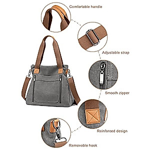 Nanwansu Women's Vintage Canvas Handbag Shoulder bags Multi-Pocket Tote Crossbody Satchel Bags Burgundy