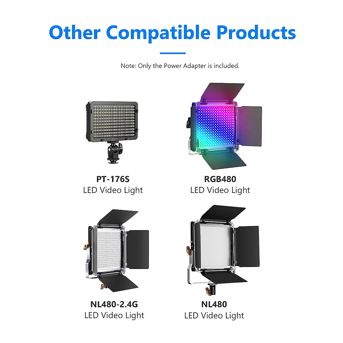Neewer AC 100-240V to DC 12V 3A 36W Power Supply Adapter with 6.5 feet/2 Meters Power Cable Compatible with 480 LED Video Light and Max. 12V 3A 36W Ring Light, UL Listed (US Plug)