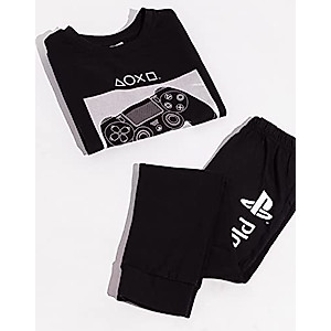 PlayStation Pajamas Boys Kids Long Sleeve Black Controller T Shirt Bottoms 7-8 years