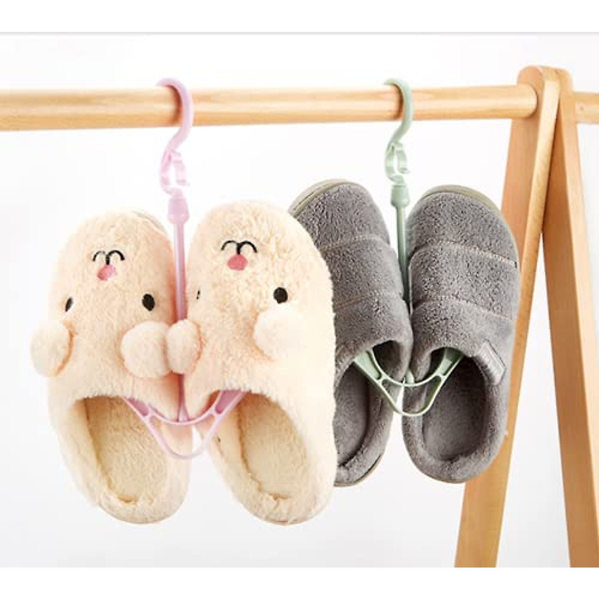 Sisnails Drying Shoe Rack Storage Bag,Windproof Shoe Rack, Drying Shoe Rack Hook, Drying Rack for Rotating Drying Racks, (Green)