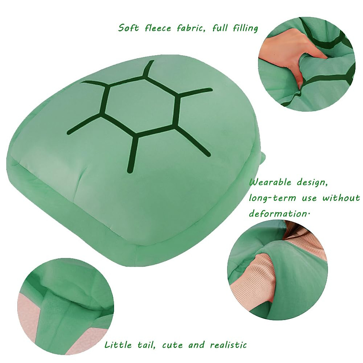 CHOXIO Wearable Turtle Shell Pillows for Kids Adults,Turtle Plush Pillow Stuffed Animal Funny Dress Up Creative Gifts (40 in, Green)