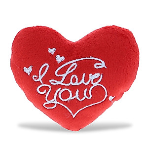 DolliBu I Love You Red Heart Plush - Mini Stuffed Heart Plush Toy, Special Anniversary Valentines Day Heart Plush Accent, Cute Small Heart Shaped Plush Decor, Romantic Stuffed Animals Heart- 3 Inches