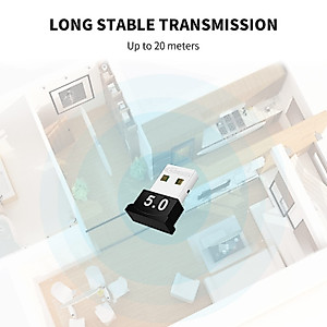 Bluetooth Adapter for PC 5.0 ALINKVITE Bluetooth Adapter for Windows 11/10/8.1/8/7 Bluetooth Dongle with Ultra Range Dual Mode USB Dongle for PC for Keyboard, Mobile, Printer, Headset, Speakers