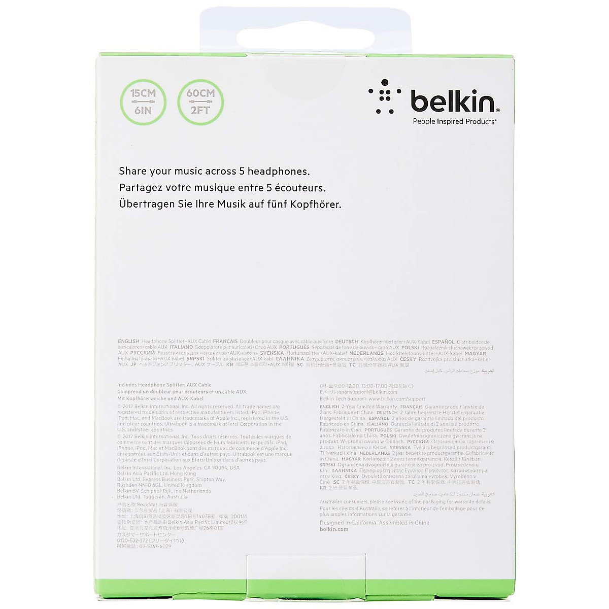 Belkin Rockstar 5-Jack Multi Headphone Audio Splitter (Black) - Headphone Splitter Designed To Connect Up To 5 Devices For Classrooms, Audio Mixing & Shared Experiences - For Iphone, Ipad & More