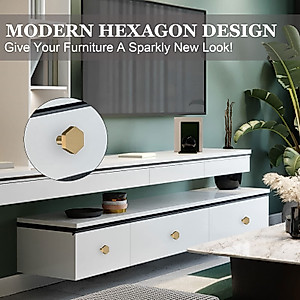 Ferraycle 25Pcs 1'' Solid Knobs Shoe Cabinets Knob and Pulls Cabinet Handles Metal Dresser Handles Modern Decorative Hardware for Cabinets Door Kitchen with Screws (Hexagon)