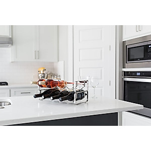 Better Houseware Silver Coated Steel Stackable Modular Wine Rack- 4 Bottles