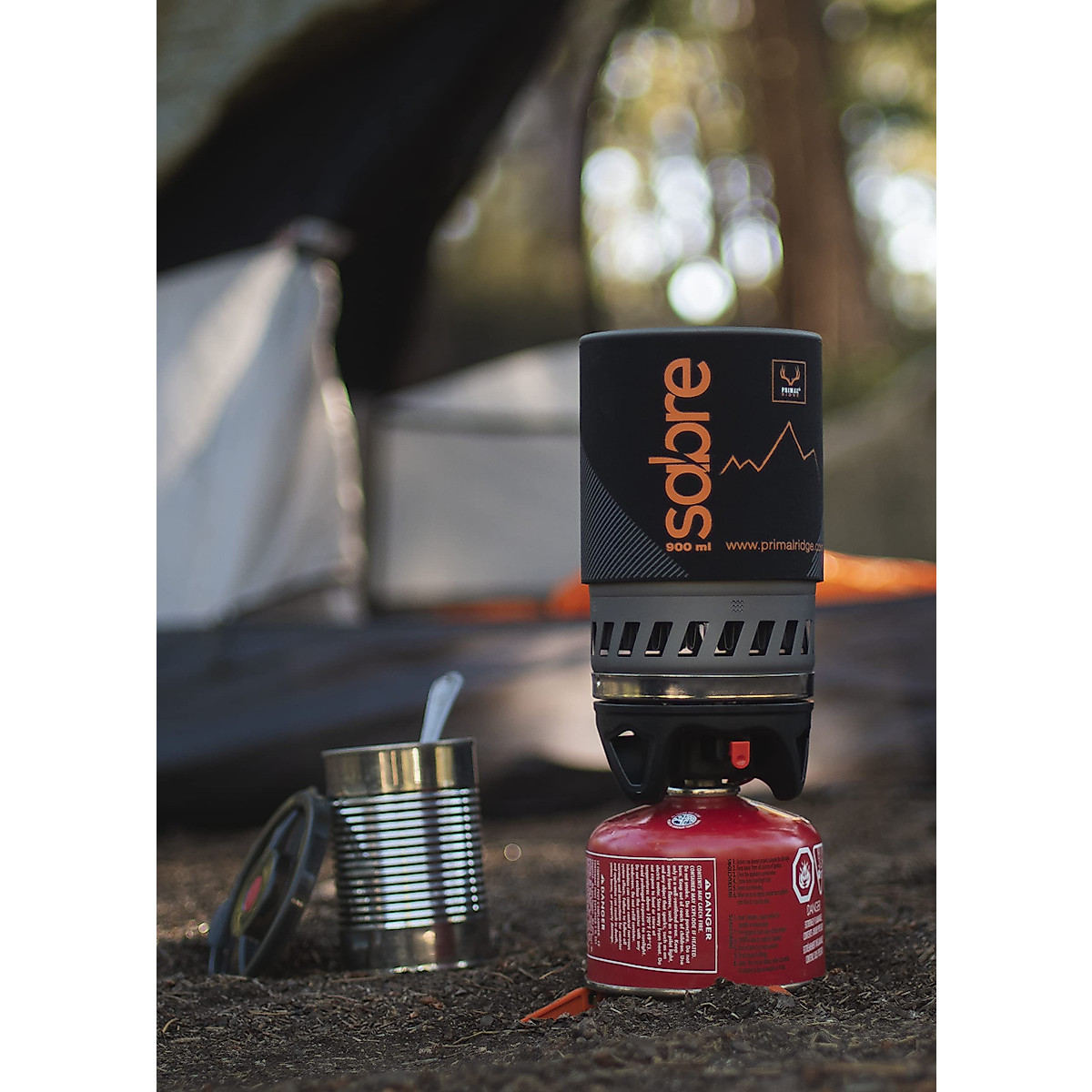 Primal Ridge Sabre Portable Solo 900ml Backpacking Stove. Butane/Propane Gas Jet Burner/Boiler. Camp Cooking and to Boil. A must-have Camping Cookware, camping pot set or camping accessories,