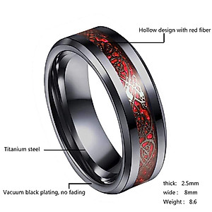 Ringcrown Couple Rings Black Plated Heart Red Cz Womens Wedding Ring Sets Crown Ring Titanium Man Wedding Bands（Please Buy 2 Rings for 1 Pair）