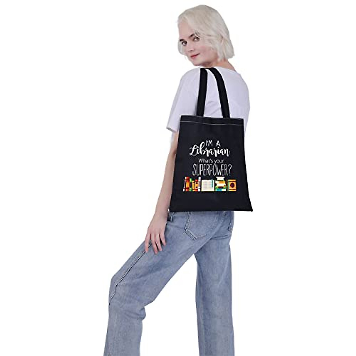 G2TUP Funny Librarian Gifts for Women Zipper Pouch School Librarian Retirement Gift Library Reading Organizer (I'm A Librarian Tote)