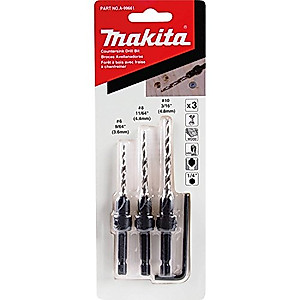 Makita A-99661 3 Pc. Countersink with Drill Bit Set with Hex Wrench