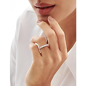 Wedding Band Oval Moissanite Rings: Silver Eternity Ring for Women with Oval Cut Moissanite, Size 5