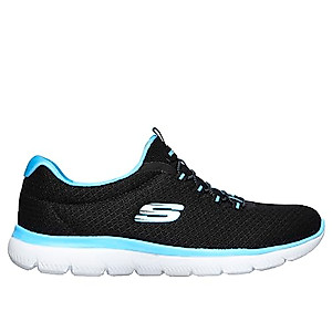 Skechers Women's Summits Sneaker, Black/Turquoise, 9