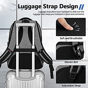 Bagsure Travel Laptop Backpack, Business Water Resistant Laptop Backpack with USB Charging Port, College Bag for Men & Women