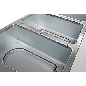 Kratos Commercial Mobile Electric Steam Table/Hot Food Table, 5 Wells, Stainless Steel, NSF 240V (28W-200)