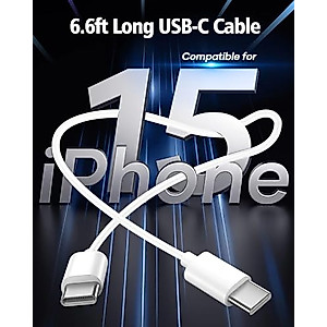 USB C Charger for iPhone 15, [MFi Certified] 20W PD Wall Charger Block with 6.6FT Long USB C to C Fast Charging Cord for iPhone 15/15 Pro Max/15 Pro/15 Plus, iPad Pro/Air/Mini, iPad 10th Generation