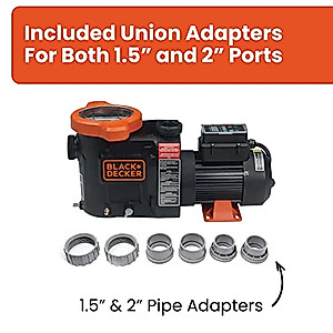 BLACK+DECKER Pool Pump, Energy Efficient Variable Speed Pool Pump for Above Ground Pools with Filter Basket, 1HP