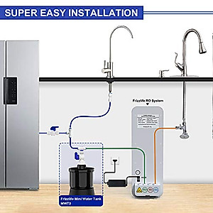 Frizzlife MWT3 Pressure Mini Water Tank for PD400, PD500, PD600, PX500, PX500-A, 0.13 Gallon Small Pressuized Storage Water Tank for Tankless Reverse Osmosis System G2, P600,G3, with 1/4" Ball Valve