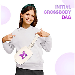 COSHAYSOO Fanny Pack Belt Bag Crossbody Initial Letter for 7 8 9 10 11 12 13 14 15 Year Old Teen Girl Gifts Trendy Stuff Cross Body Purse Travel Essentials Unique Easter Birthday Gift Idea Ivory M