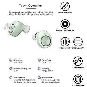 Foyumese Earphone Blue Tooth Wireless Earbud Bluetooth Headphone for iPhone Android with Microphone, Smart Matching Noise Canceling Touch Control Portable Sport Wireless Earphone Bluetooth (Black)