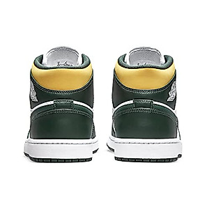 Nike Men's Air Jordan 1 Mid Sneaker, Noble Green/Pollen-white, 13