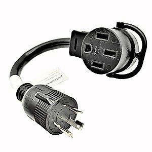 Parkworld 691869 Power Adapter Cord 3-Prong Generator 30A Locking L5-30P Male to RV 50 AMP 14-50R Female (Two hots bridged) with Handle (for RV ONLY, NOT for Tesla)