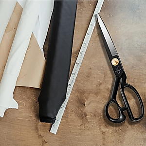 JINJIAN Sewing Scissors, 12 Inch Fabric Dressmaking Scissors Heavy Duty Shears Razor Sharp Cutting for Crafting, Tailoring, Thread Snips Included(Black, Right-Handed)