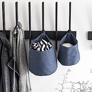 Bigso Soft Hang Around Hanging Storage Basket Large | Hanging Wall Basket for Organizing Everyday Necessities | Collapsible Wall Hanging Storage Basket for Closets | 8.7″x8.7″ | Large | Blue