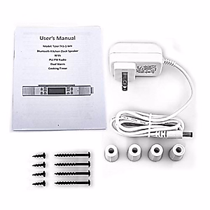 Tyler Bluetooth Under The Cabinet Universal Wireless Music System, Kitchen Clock Radio, FM Radio, Digital Clock, Hands Free Speakerphone with Microphone, LED Work Surface Lighting, White (TKS1WH)